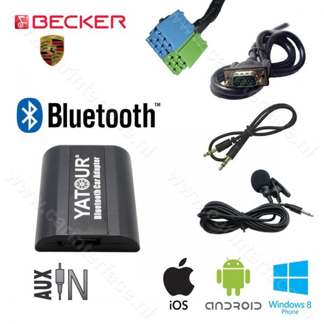 Yatour AUX ingang, Bluetooth interface / audio adapter voor Becker en ...